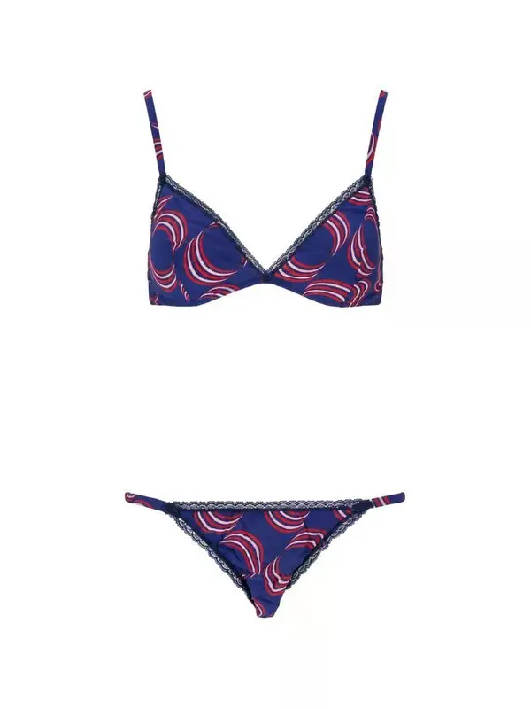 LAURA URBINATI Graphic-print Lace-trim Briefs