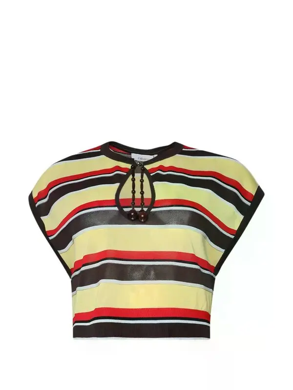 Rabanne Striped Bead-embellished Sweater - Yellow