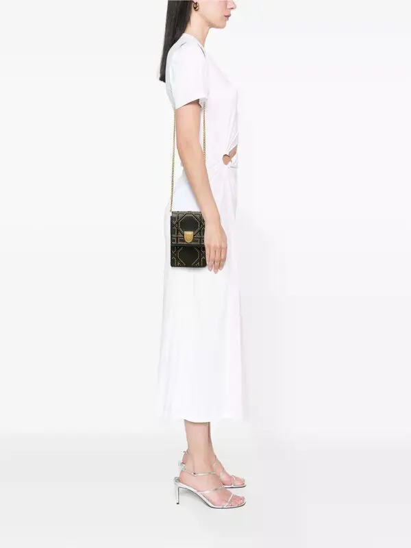 Dior 2018 Studded Leather Vertical Diorama Crossbody Bag - Black