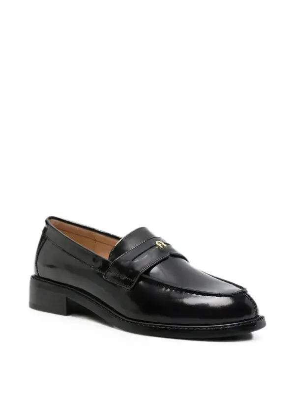 Furla College Logo-plaque Leather Loafers
