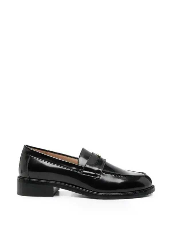 Furla College Logo-plaque Leather Loafers - Black