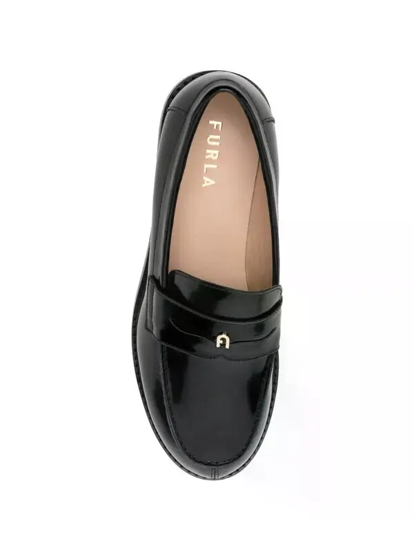 Furla College Logo-plaque Leather Loafers