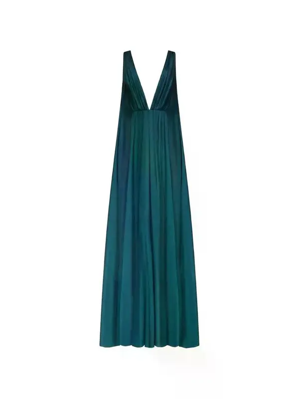 TEMILY Angelina V-neck Pleated Gown - Green