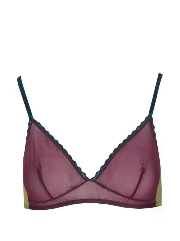 LAURA URBINATI Sheer Lace-trim Bra - Purple