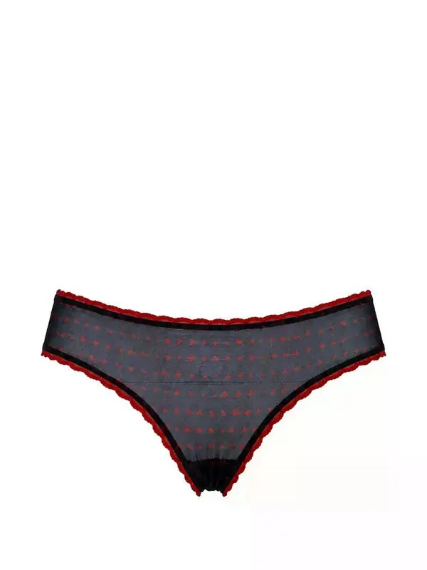 LAURA URBINATI Sheer-mesh Lace-trim Briefs - Black