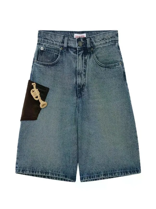 CHARLES JEFFREY Trumpet-patch Corduroy-pocket Shorts - Blue