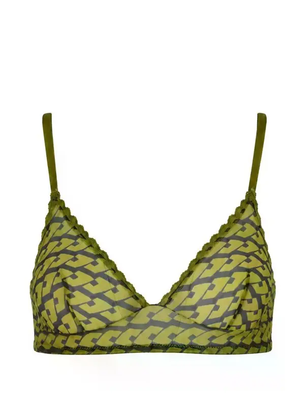 LAURA URBINATI Geometric-print Tulle Bra - Green