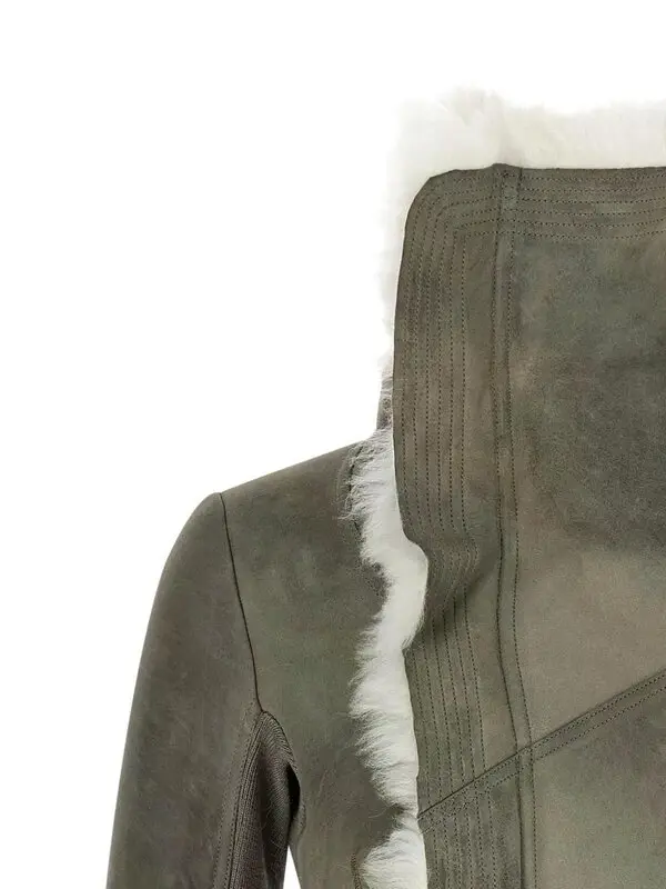 Rick Owens Asymmetrical Shearling Jacket - Grey