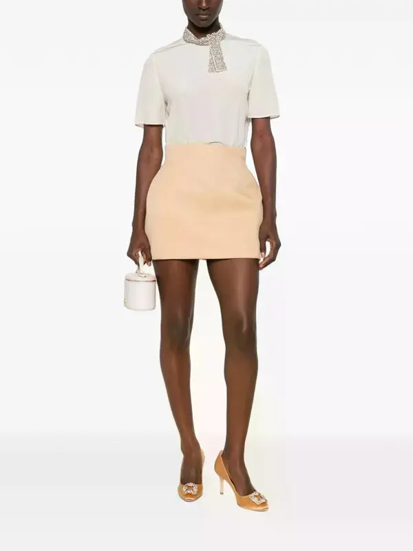 Valentino Garavani Embroidered Crepe De Chine Top - Neutrals