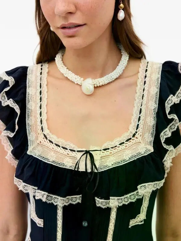Rixo Kendara Ruffled Lace-trim Midi Dress