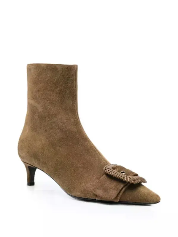 Roberto Festa Buckle-detail Pointed-toe Leather Ankle Boots - Brown