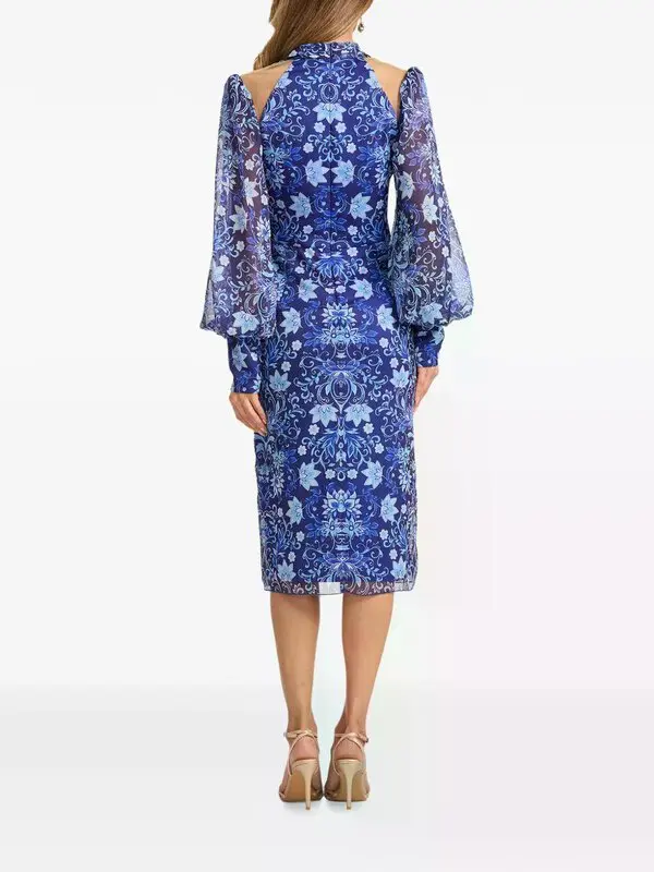 Tadashi Shoji Floral Print Cold-shoulder Midi Dress