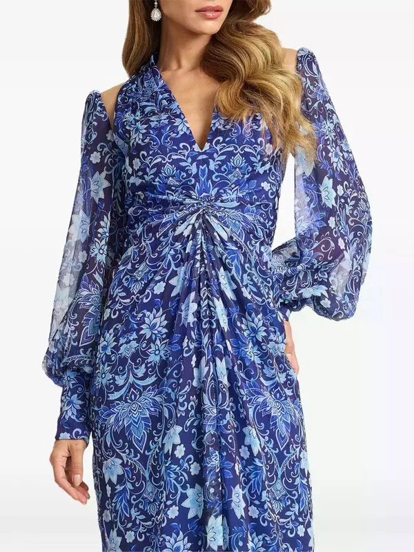 Tadashi Shoji Floral Print Cold-shoulder Midi Dress