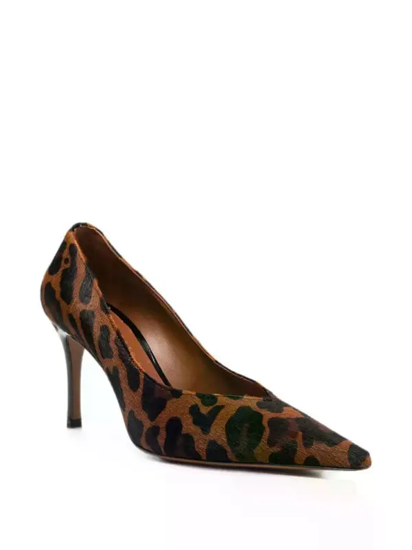 Roberto Festa Leopard-print Pointed-toe Leather Heeled Pumps