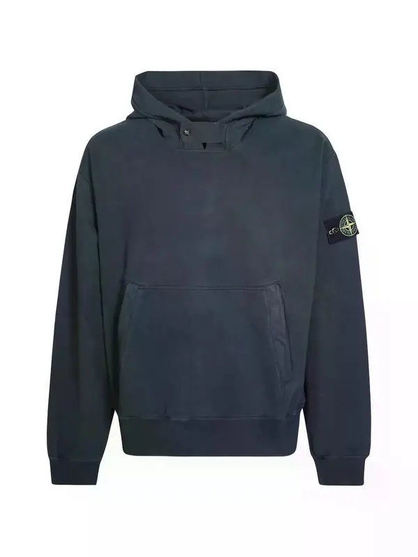 Stone Island Logo-patch Cotton Hoodie - Grey