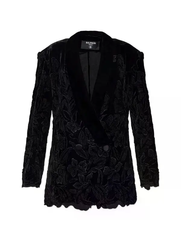 Balmain Velvet Floral Embroidered Blazer
