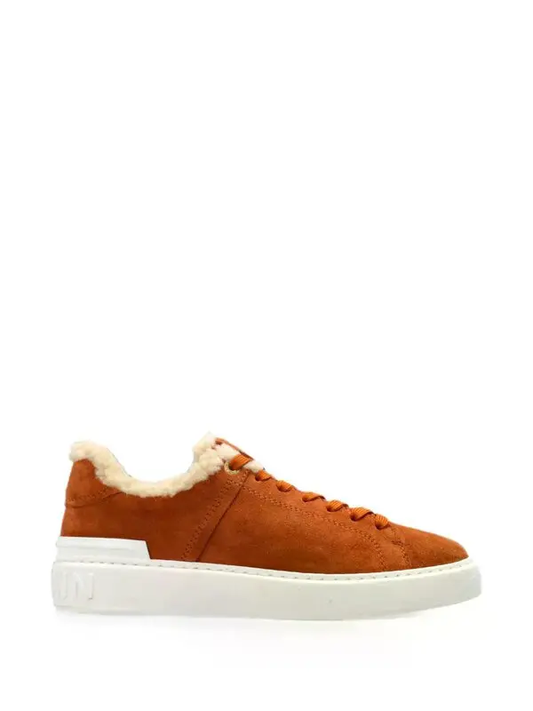 Balmain B-court Shearling Trim Sneakers
