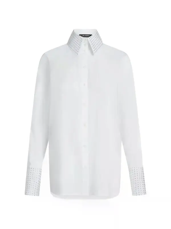 Karl Lagerfeld Rhinestone Embellished Cotton Shirt - White