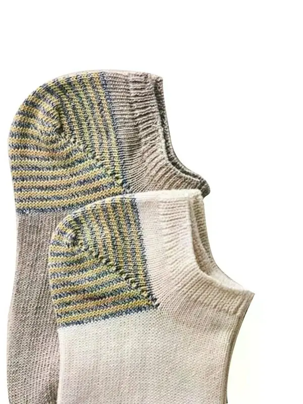 YAHAE Striped Trim Ankle Socks Set Of Two