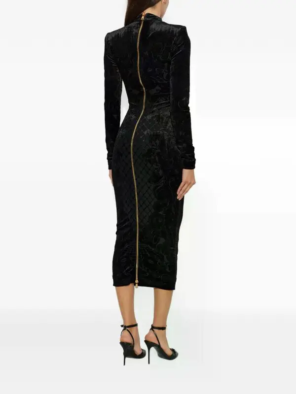 Balmain Velvet Patterned Midi Dress