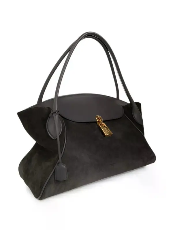 Balmain Pulse Day Small Padlock-detail Suede Tote Bag