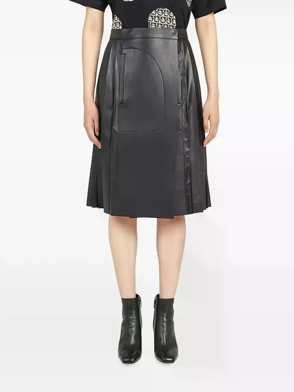 FERRAGAMO Midi Pleated Leather Skirt