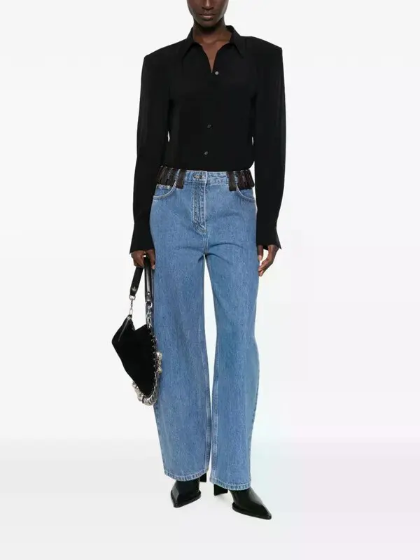 IRO PARIS Archies Leather-trim Jeans - Blue