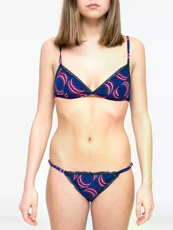 LAURA URBINATI Printed Lace-trim Bra