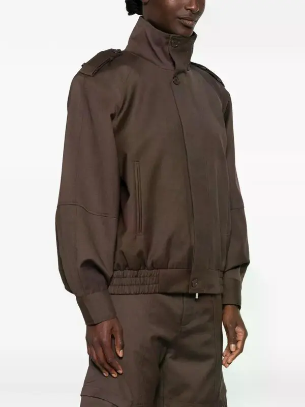 THE FRANKIE SHOP Kelly Epaulette-detail Zip-up Jacket - Brown