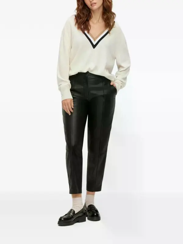 BOSS Seam-detail Leather Trousers