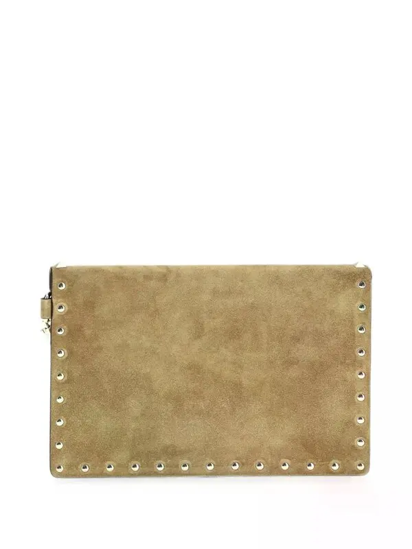 Valentino Garavani Medium Rockstud Suede Clutch Bag