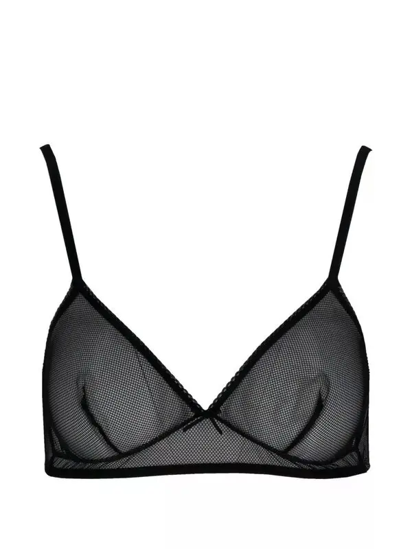 LAURA URBINATI Bow-detail Mesh Bra - Black