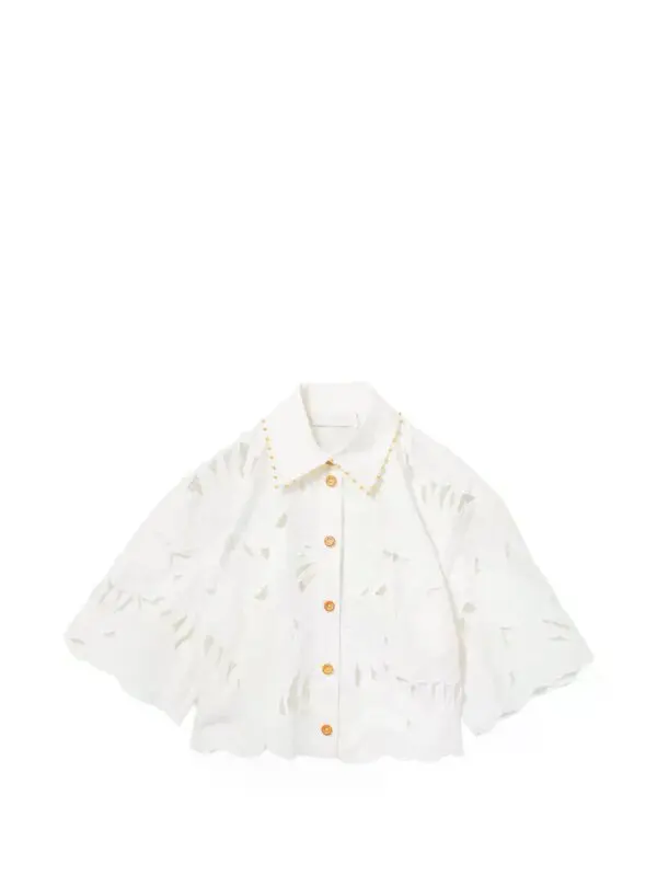 Zimmermann Mahon Embroidered Cut-out Shirt - Neutrals