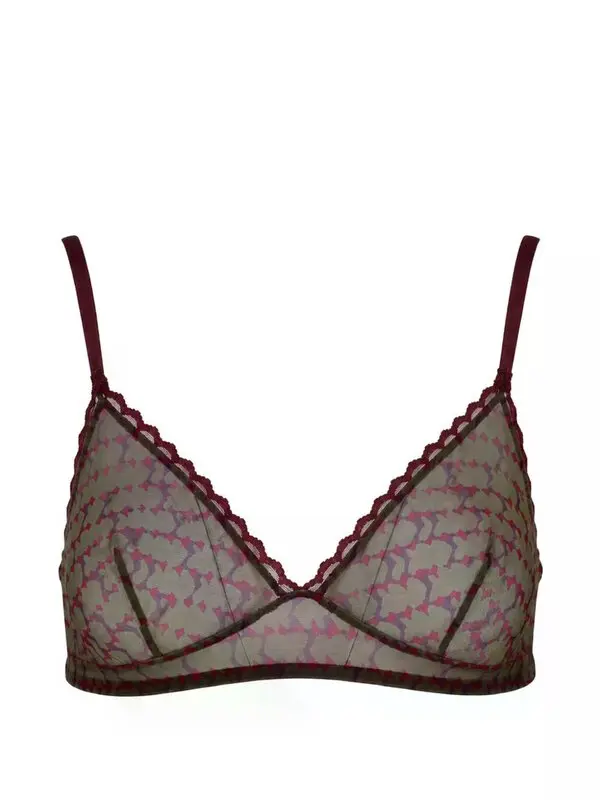 LAURA URBINATI Patterned Tulle Bra - Red