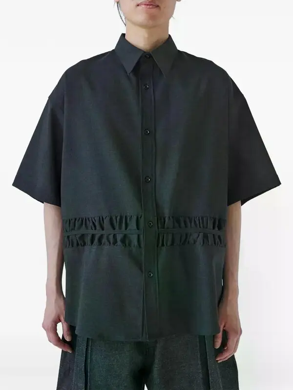 SAGE NATION Short Sleeve Shirt With Ruched Detailing
