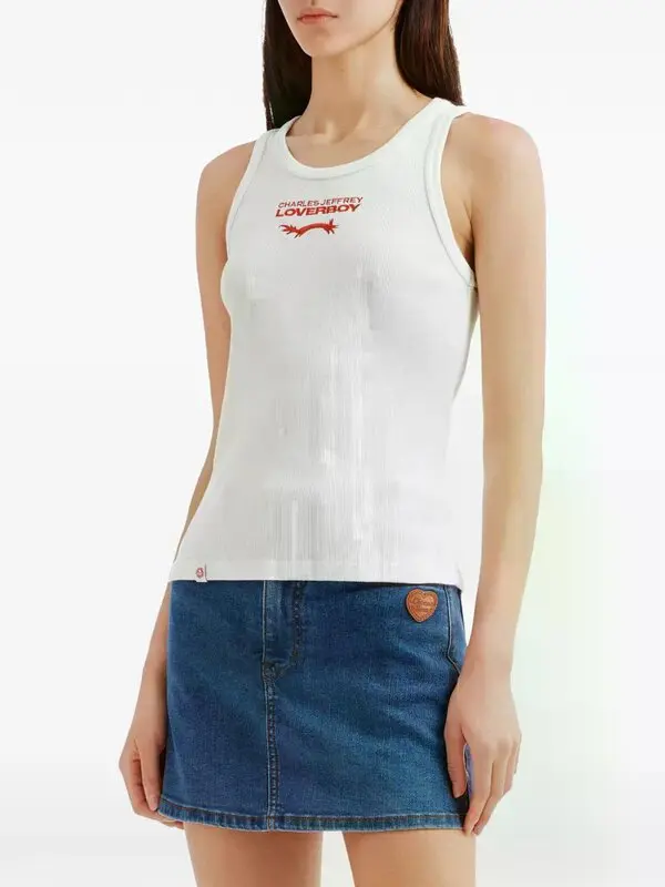 CHARLES JEFFREY Logo Embroidered Ribbed Tank Top