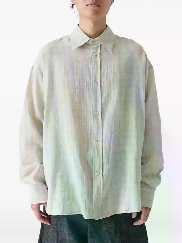 SAGE NATION Check-pattern Sheer Shirt