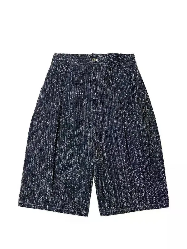 SAGE NATION Indigo Box-pleat Denim Shorts