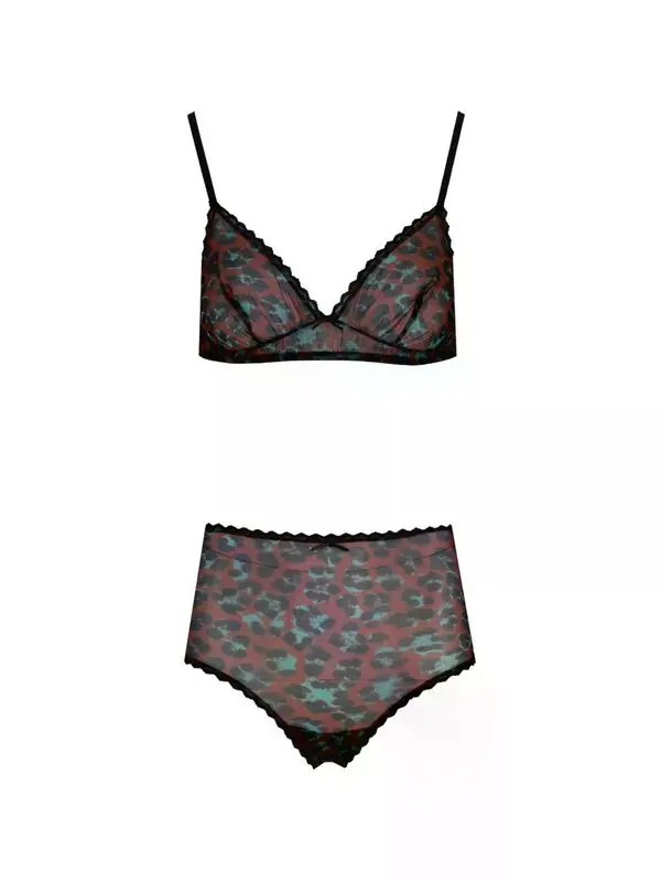 LAURA URBINATI Leopard-print Mesh Bra - Brown