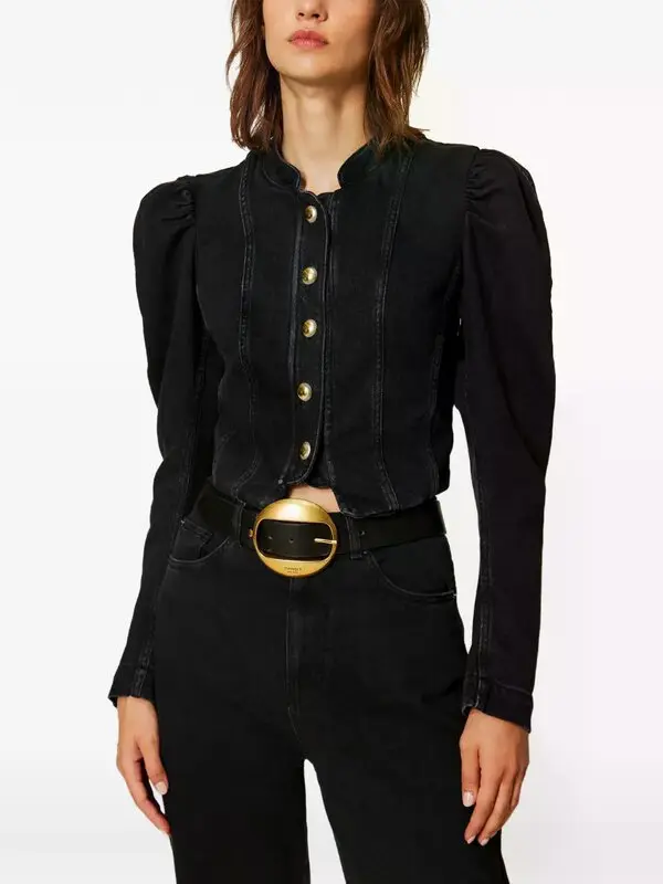 TWINSET Fitted Denim Jacket With Puff Sleeves