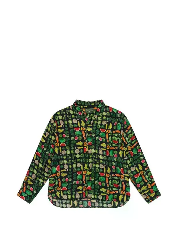 DENIM TEARS Fruit-print Long-sleeve Shirt - Black