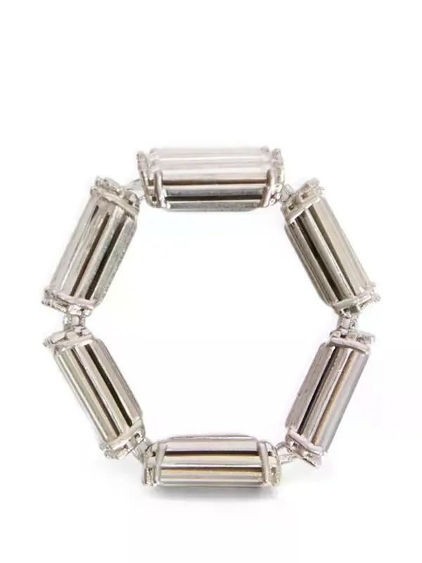 JIL SANDER Crystal-embellished Logo-engraved Ring