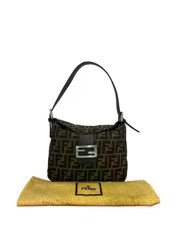 Fendi 2000-2010 Zucca Canvas Double Flap Shoulder Bag