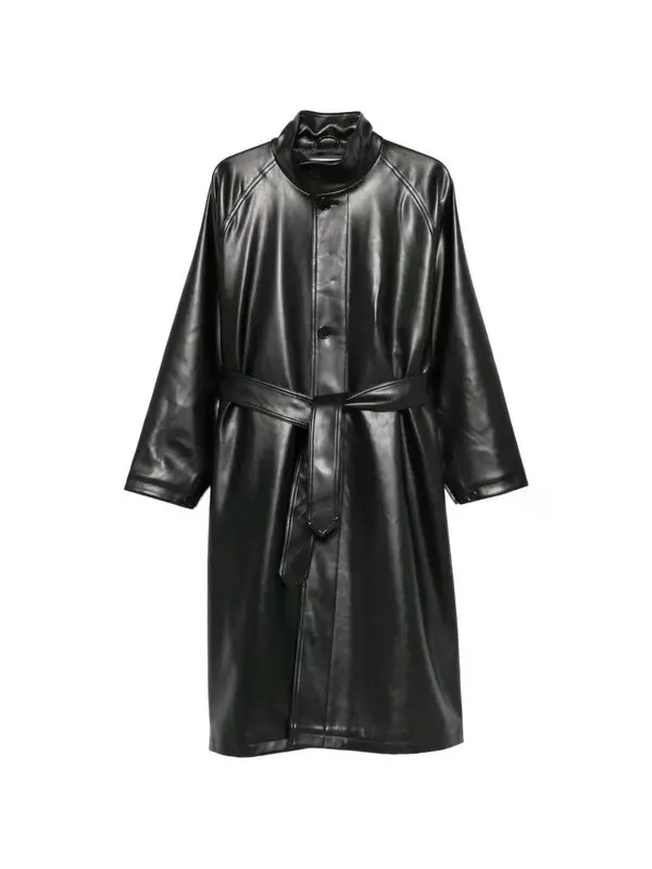 THE FRANKIE SHOP Calen Belted Faux-leather Coat - Black