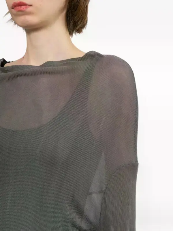 Helmut Lang Twisted Long-sleeve Sheer Top