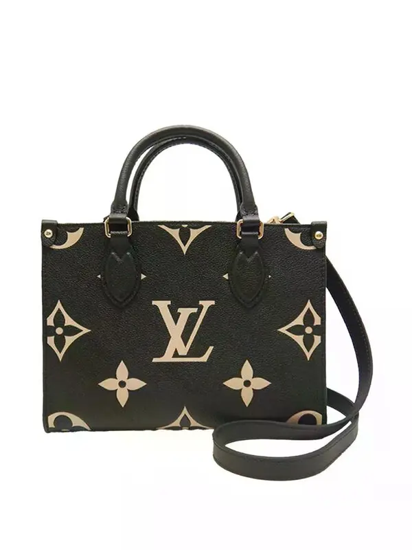 LOUIS VUITTON 2021-2026 Bicolor Monogram Empreinte Giant Onthego Pm Satchel - Black