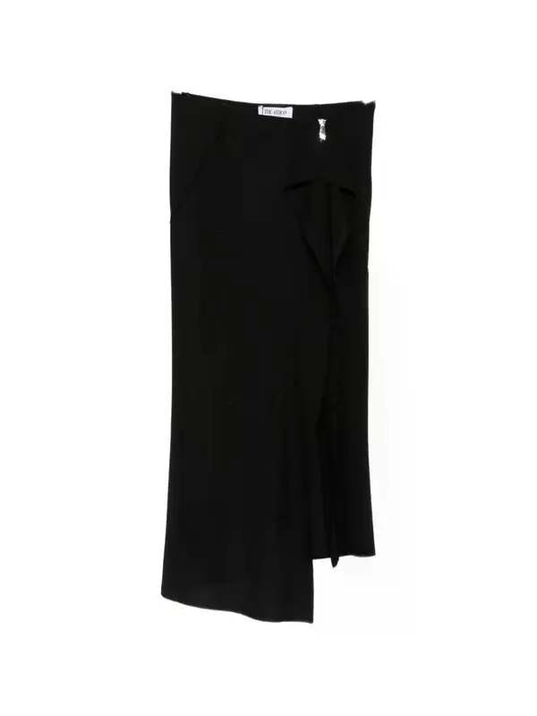 Attico Ruffled Asymmetric Midi Skirt - Black