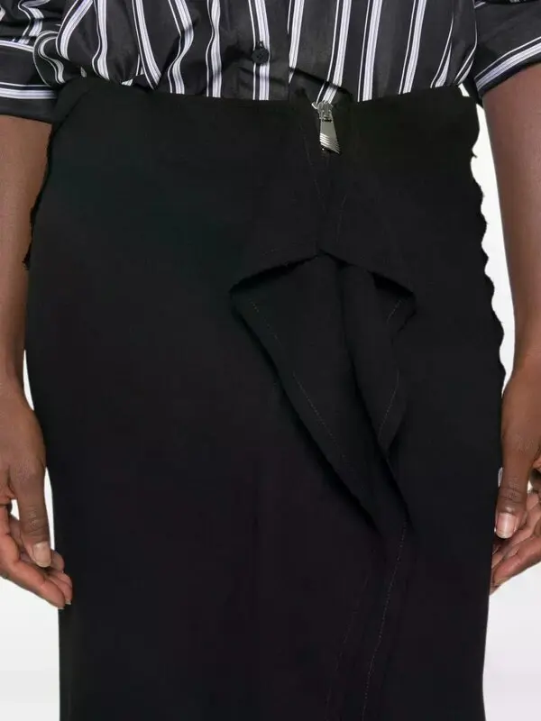 Attico Asymmetric Midi Skirt With Ruffle Detailing