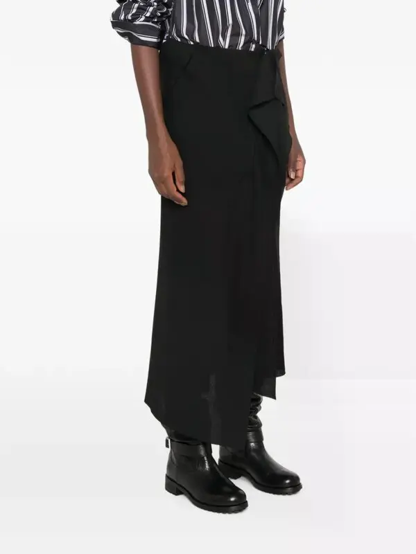 Attico Asymmetric Midi Skirt With Ruffle Detailing