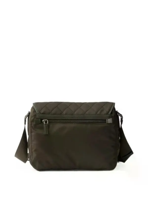 Prada Medium Quilted Re-nylon Shoulder Bag With Saffiano Leather Trim - Green